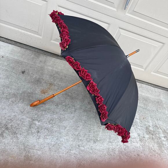 Unbranded | Accessories | Vintage Black Nylon Umbrella 4 Parasol ...